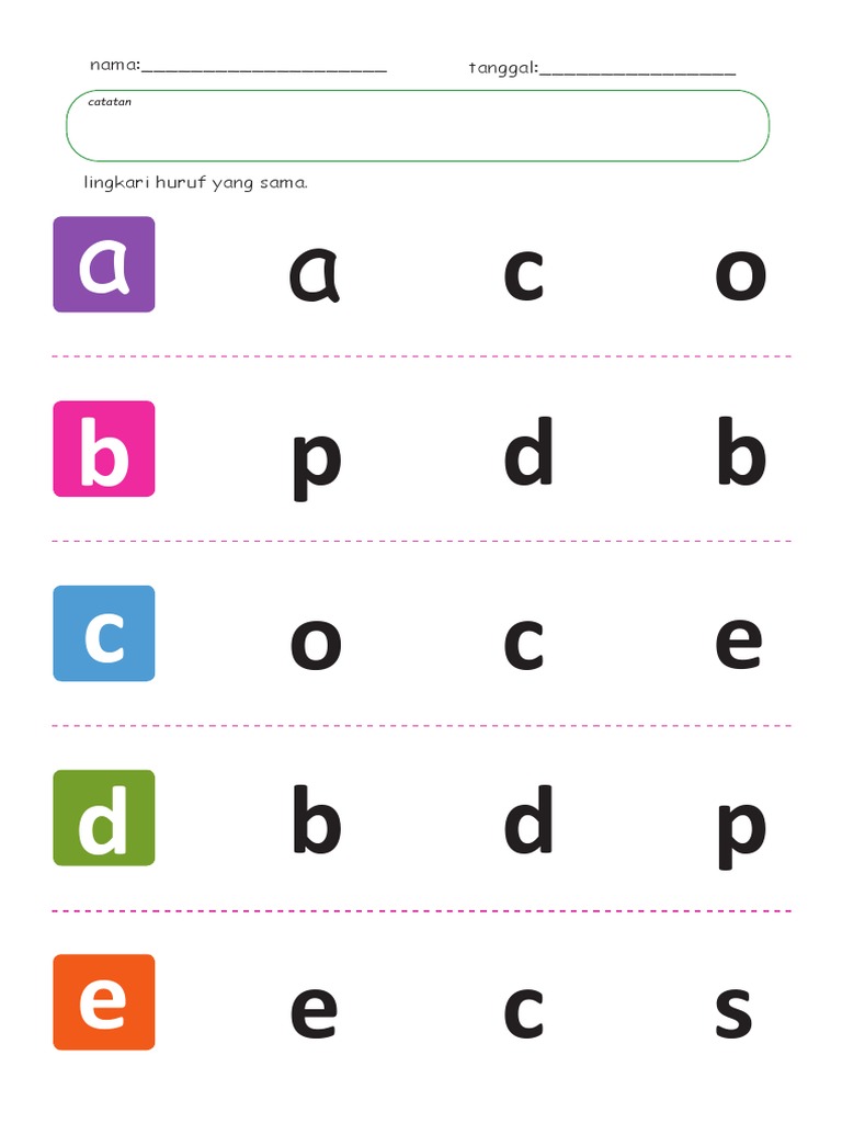 Melingkari Huruf Yang Sama | PDF