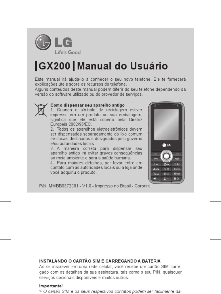 Manual do Usuário do LG GX200 | PDF | Telefone | Serviço de rádio de ...