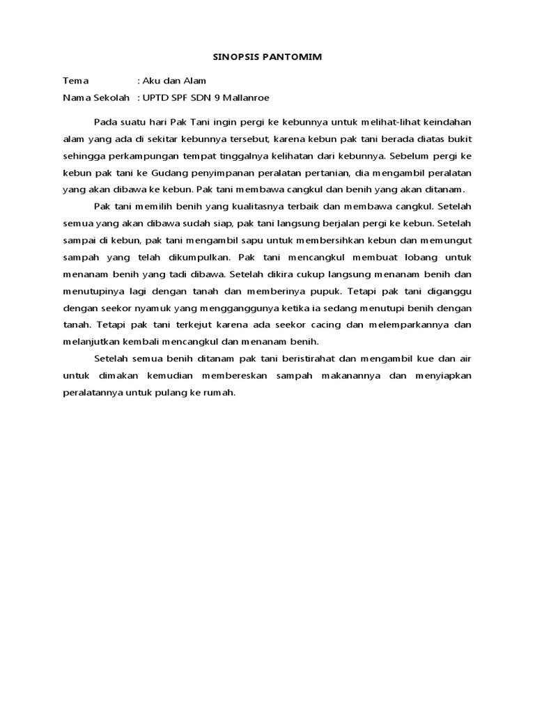 Sinopsis Pantomim | PDF | Griya & Taman