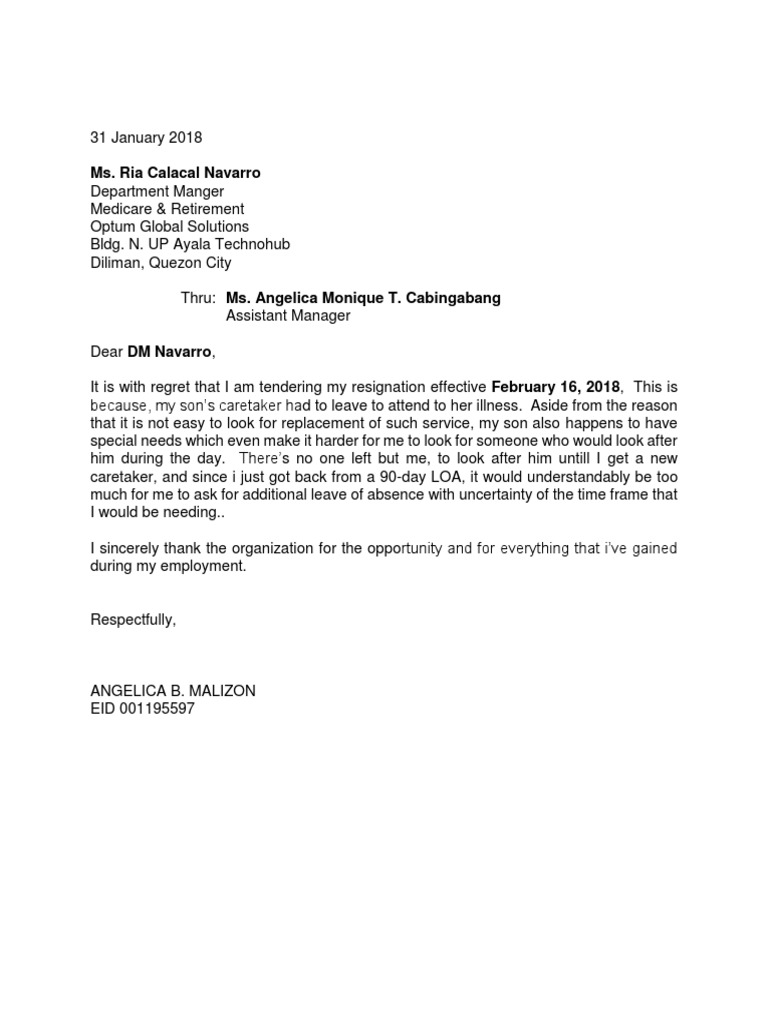 Resignation Letter Optum | PDF