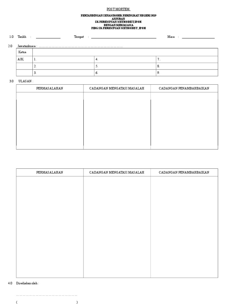 Borang Post Mortem | PDF