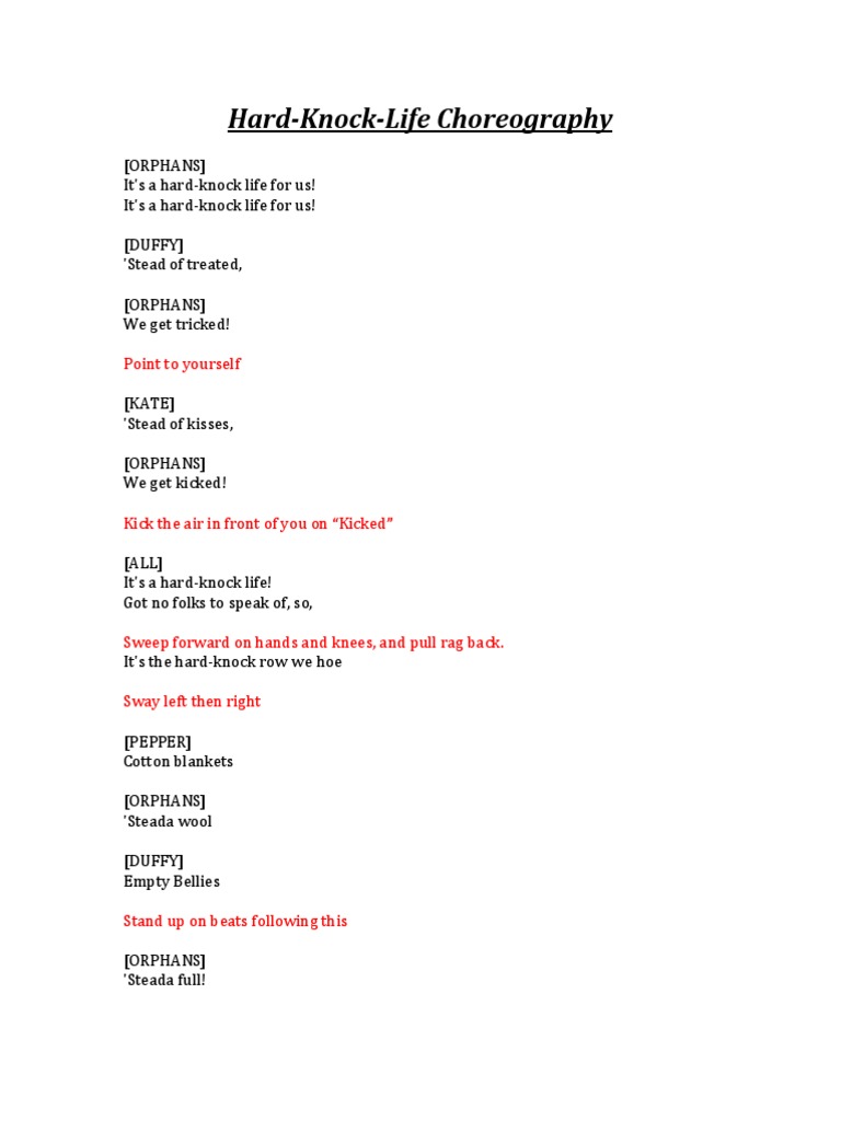 Hard - Knock - Life Choreography Notes | PDF