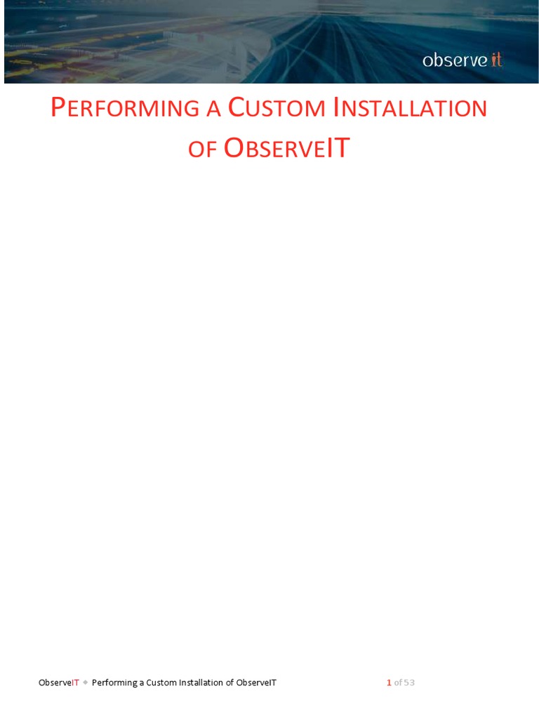 Performing A Custom Installation of ObserveIT PDF | PDF | Active ...