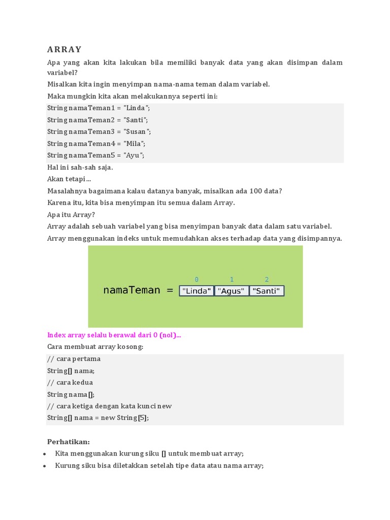 Praktikum Array | PDF | Metode & Bahan Ajar