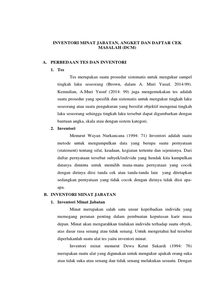 Inventori Minat Jabatan, Angket Dan DCM | PDF | Sains & Matematika