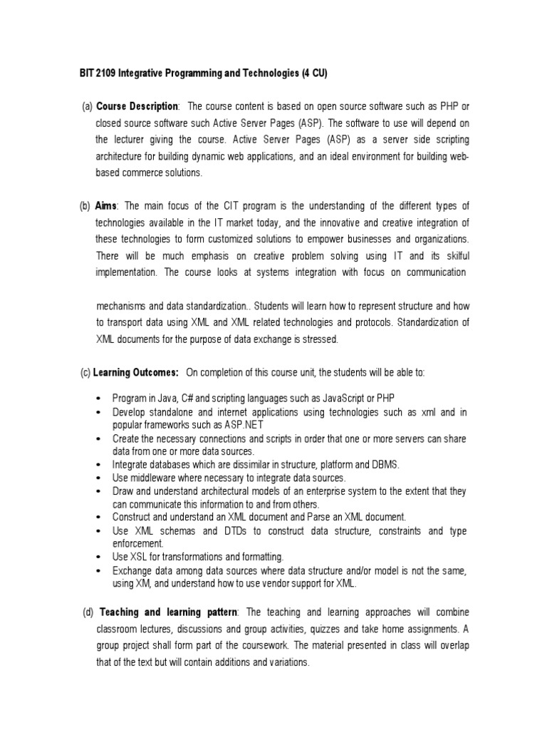 Integrative Programming Course Overview | PDF | Xml | Web Application