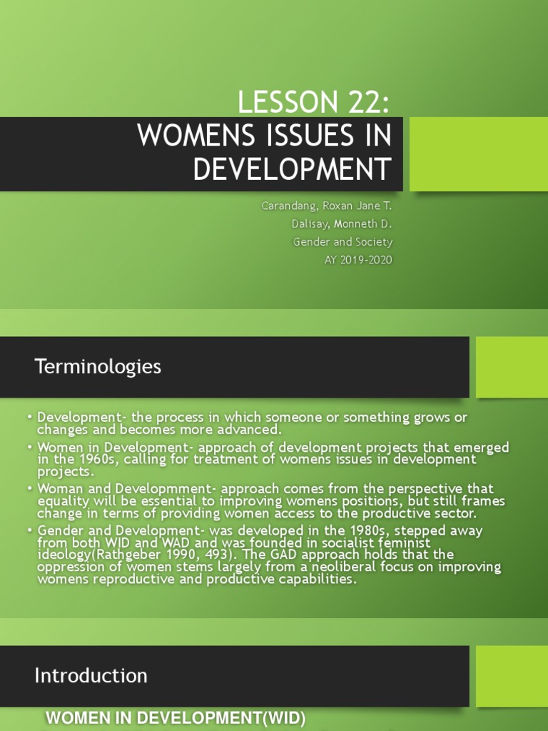 LESSON 22 Women's Issues in Development | PDF | Gender And Development ...