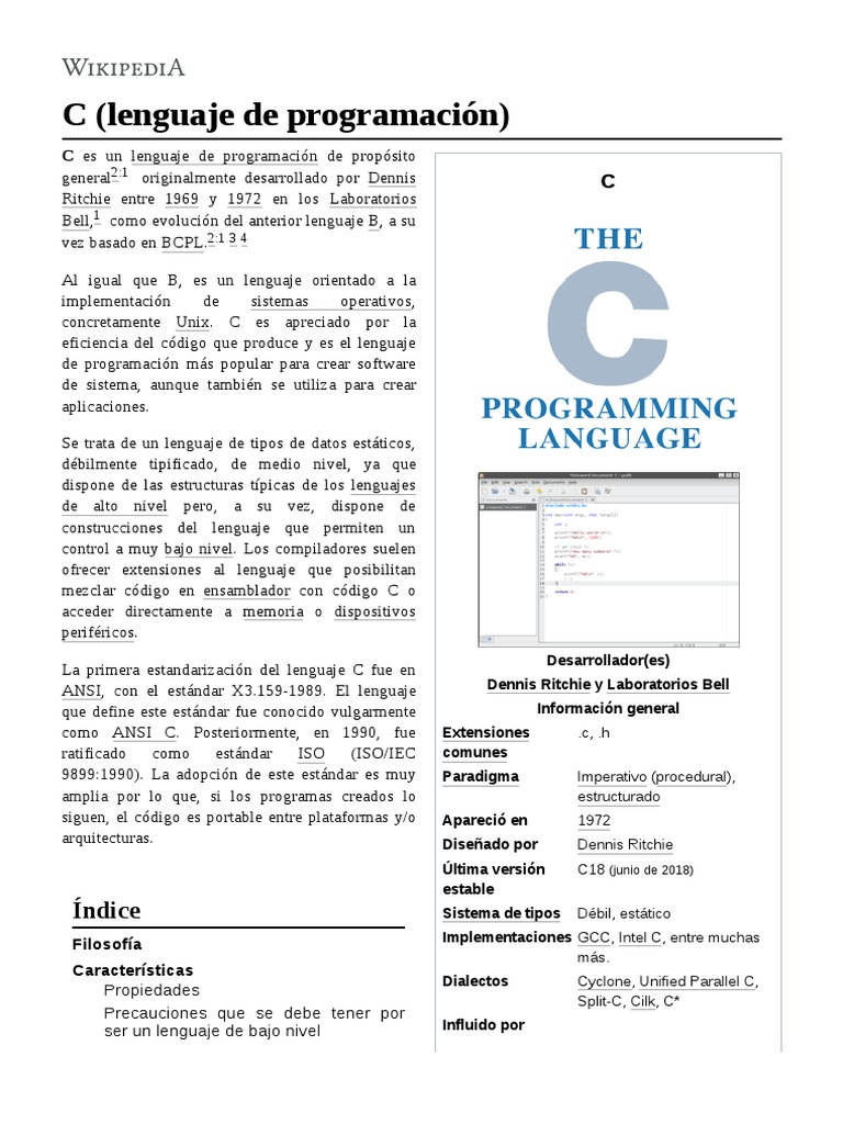 C (Lenguaje de Programación) PDF | PDF | C (lenguaje de programación ...