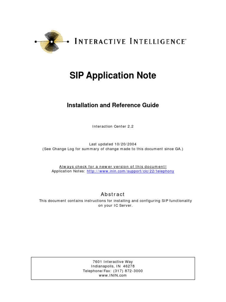 SIP Application Note | Session Initiation Protocol | Gateway ...