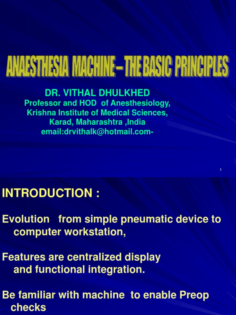 Anaesthesia Machine Lecture | PDF | Anesthesia | Nitrous Oxide