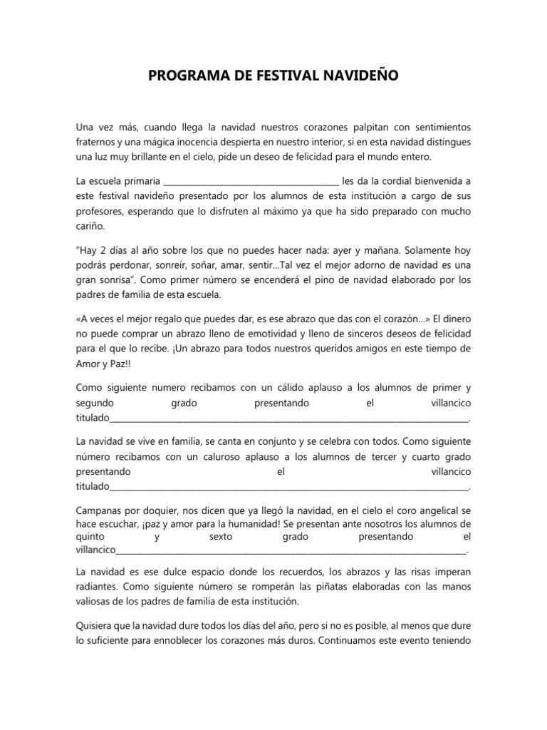 Programa de Festival Navideño.doc | PDF | Navidad | Fiesta religiosa o feriado