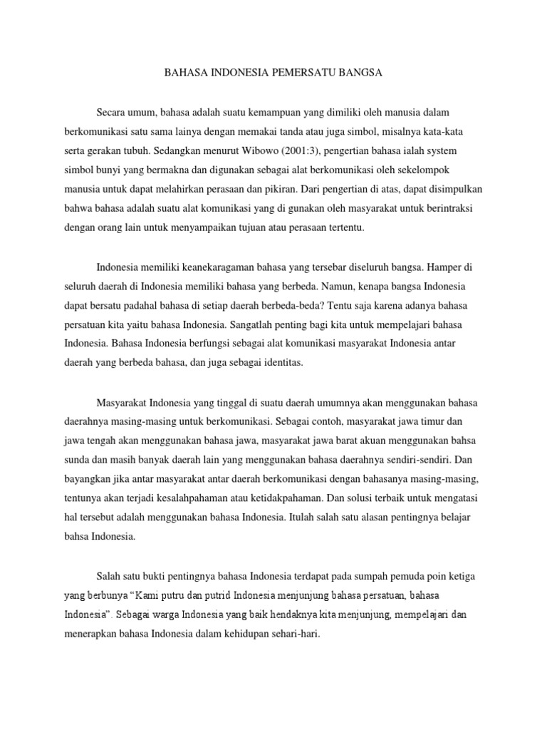 Bahasa Indonesia Pemersatu Bangsa | PDF