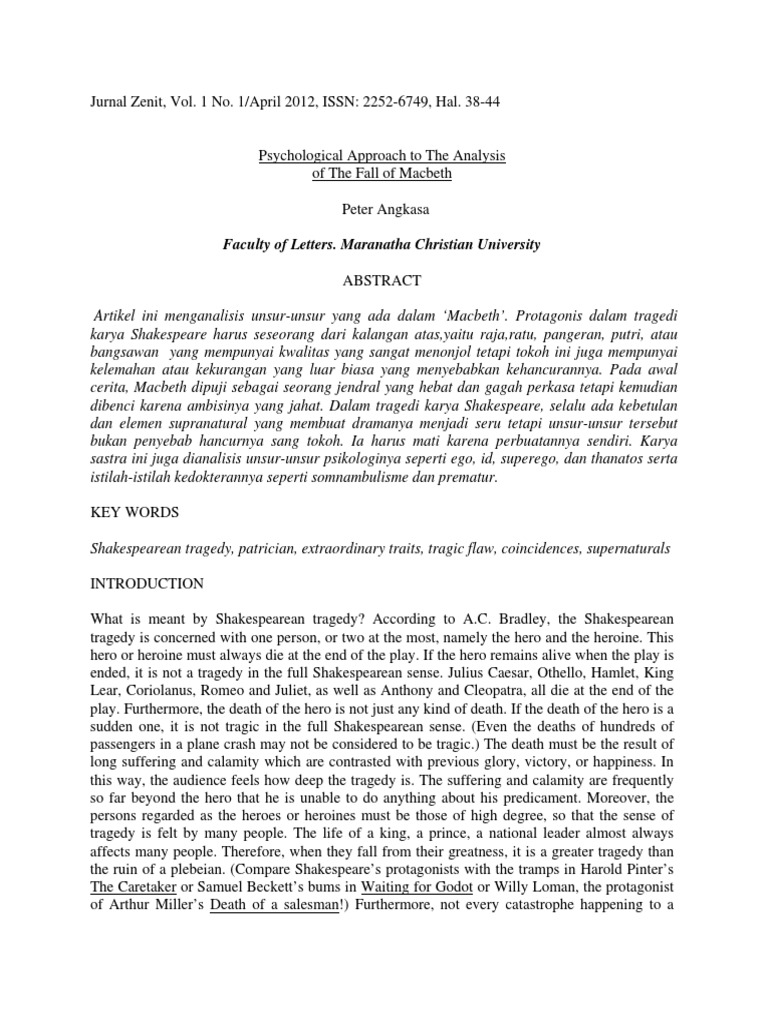 Psychological Approach To The Analysis of The Fall of Macbeth | PDF ...