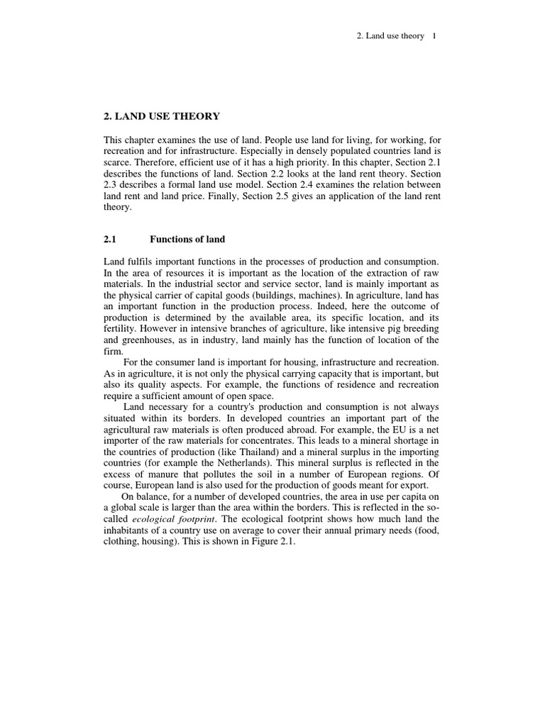An Analysis of Land Use Theory: Functions of Land, Land Rent Theory ...