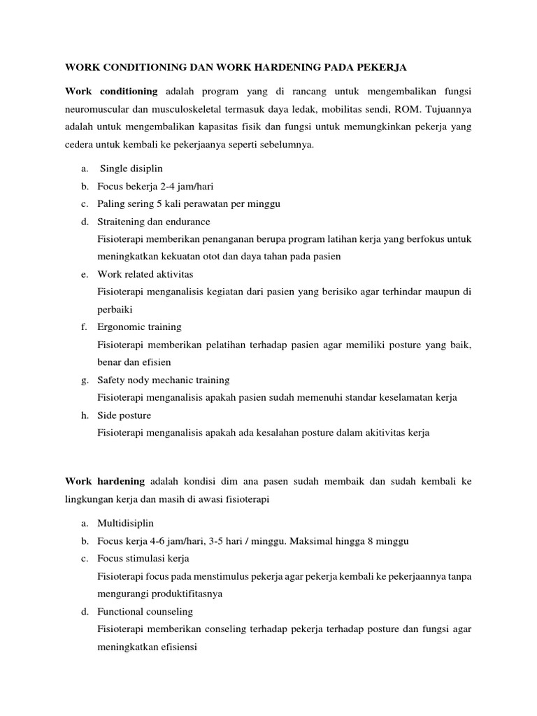 Work Conditioning Dan Work Hardening Pada Pekerja | PDF