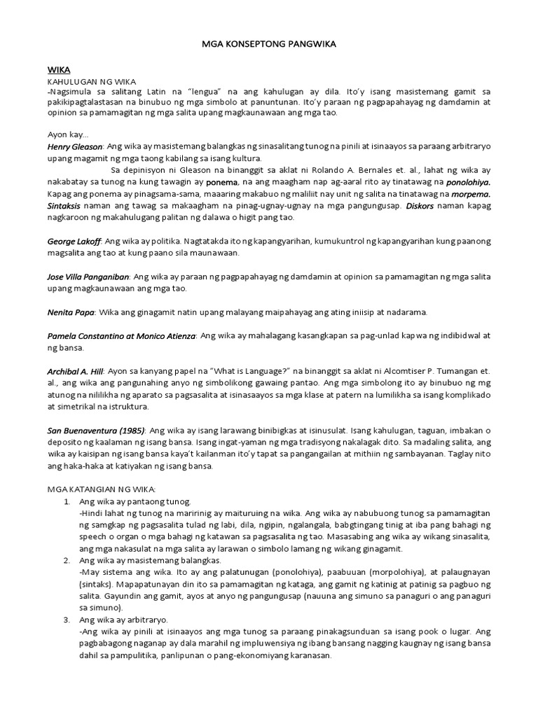 Filipino Handout | PDF