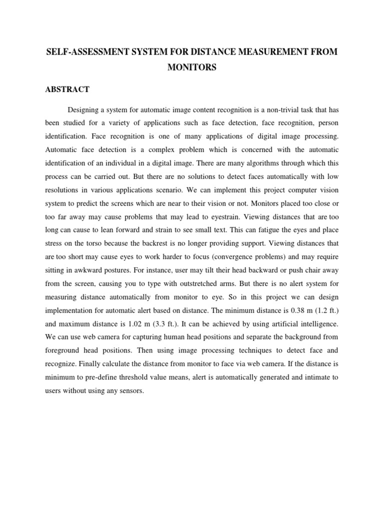 Self-Assessment System For Distance Measurement From Monitors | PDF
