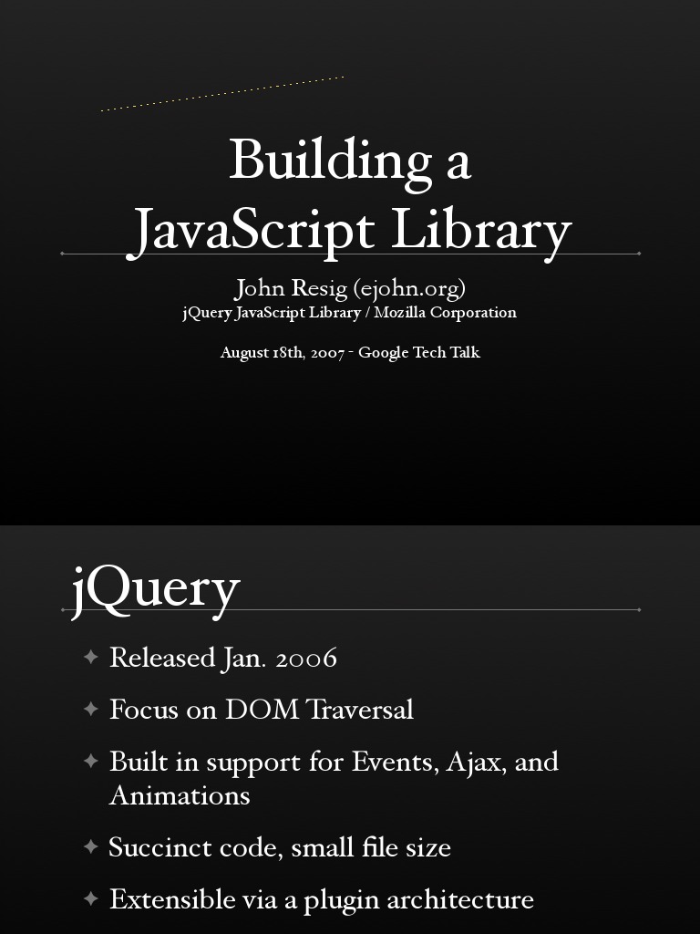 Building A Javascript Library 2560 Pdf J Query Java Script 