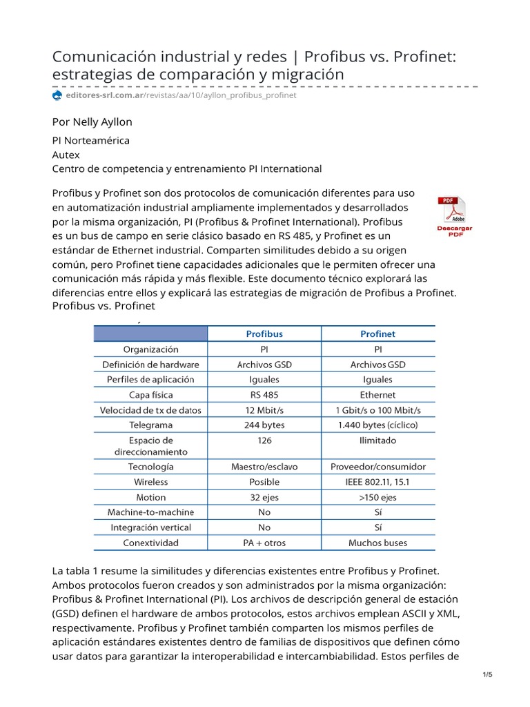 .Ar-Comunicación Industrial y Redes Profibus Vs Profinet Estrategias de Comparación y Migración ...