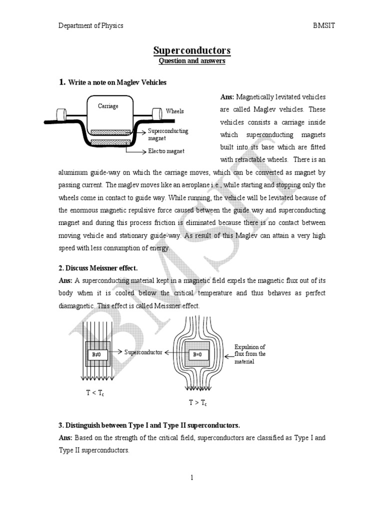 Super Conductors Question and Answers | PDF | Superconductivity | Electron
