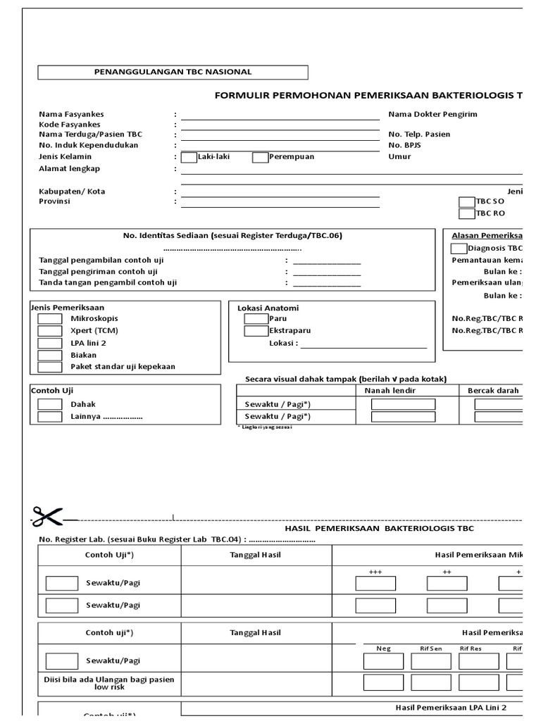 Formulir Permohonan Pemeriksaan TBC | PDF