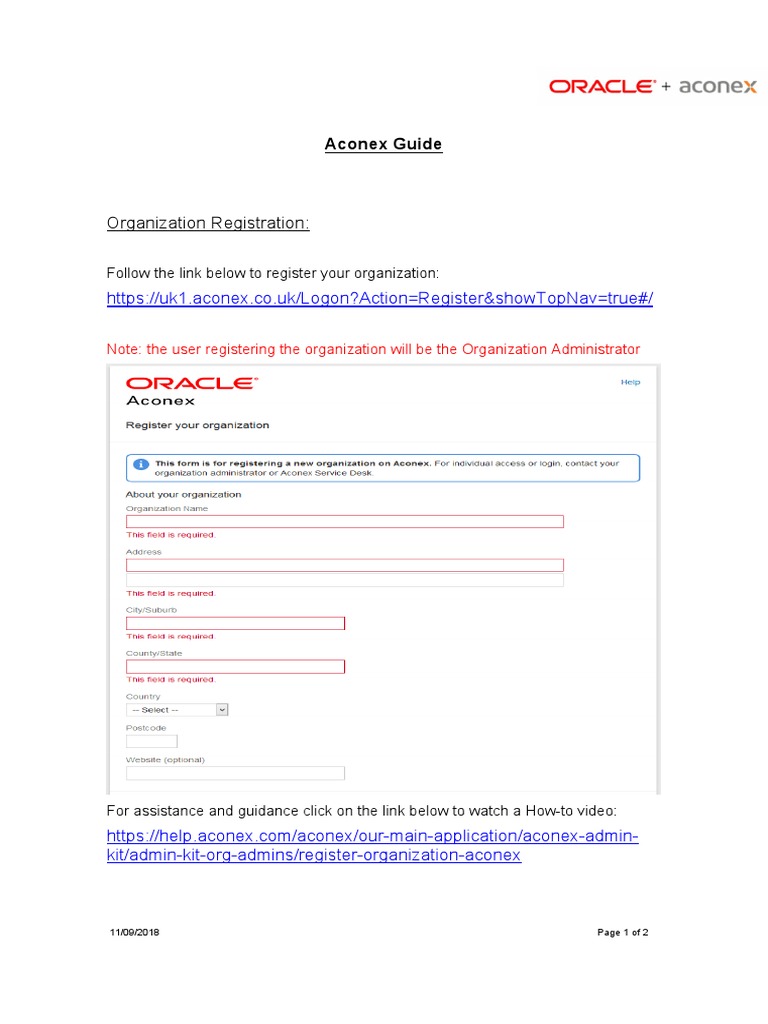 Aconex Guide For Registration and User Creation | PDF | Business ...