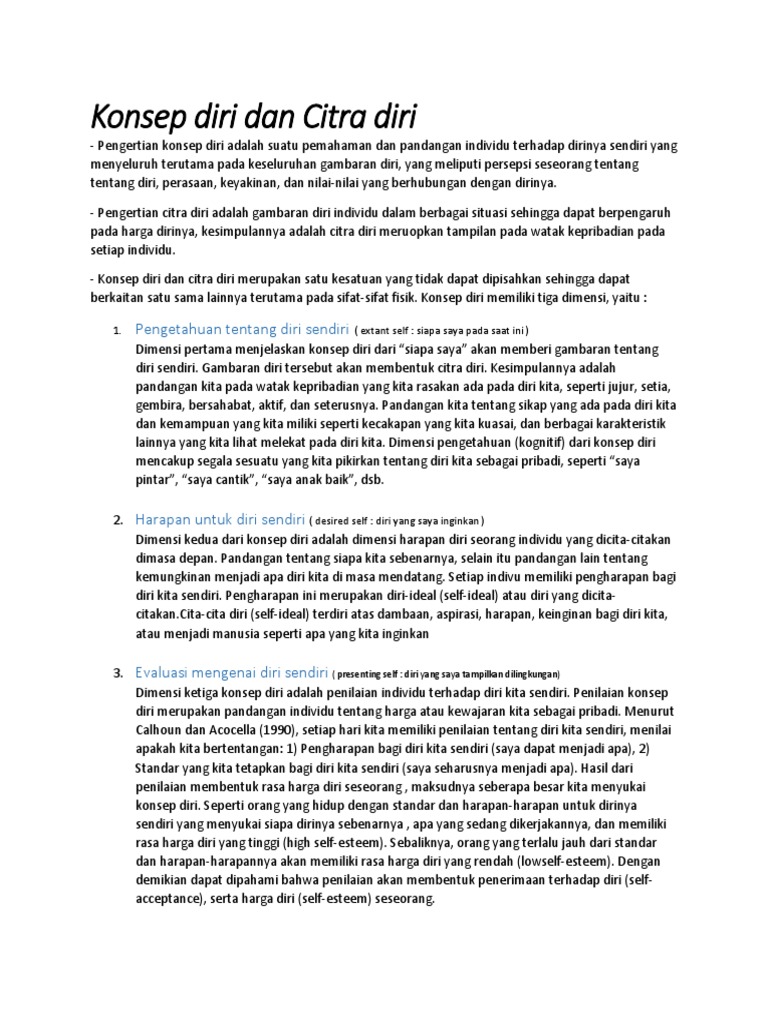 Konsep Diri Dan Citra Diri | PDF | Karier & Perkembangan