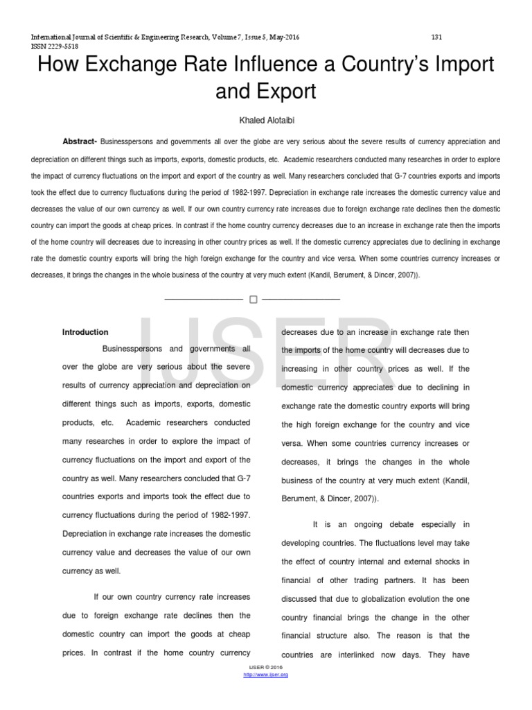 How Exchange Rate Influence A Countrys Import and Export | PDF ...