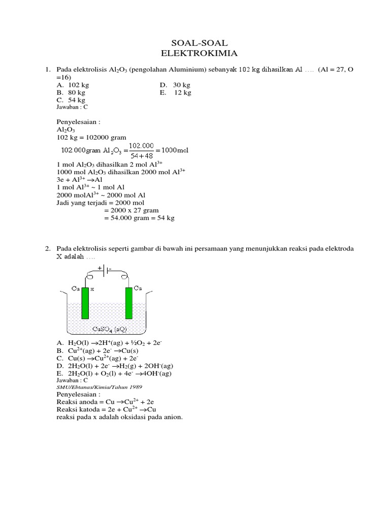 SOAL Elektrokimia | PDF | Metode & Bahan Ajar