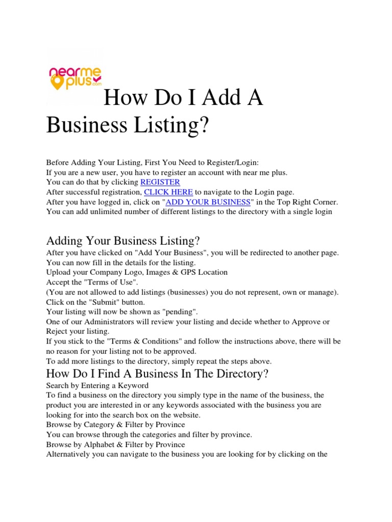 How Do I Add A Business Listing | PDF | Search Engine Optimization ...