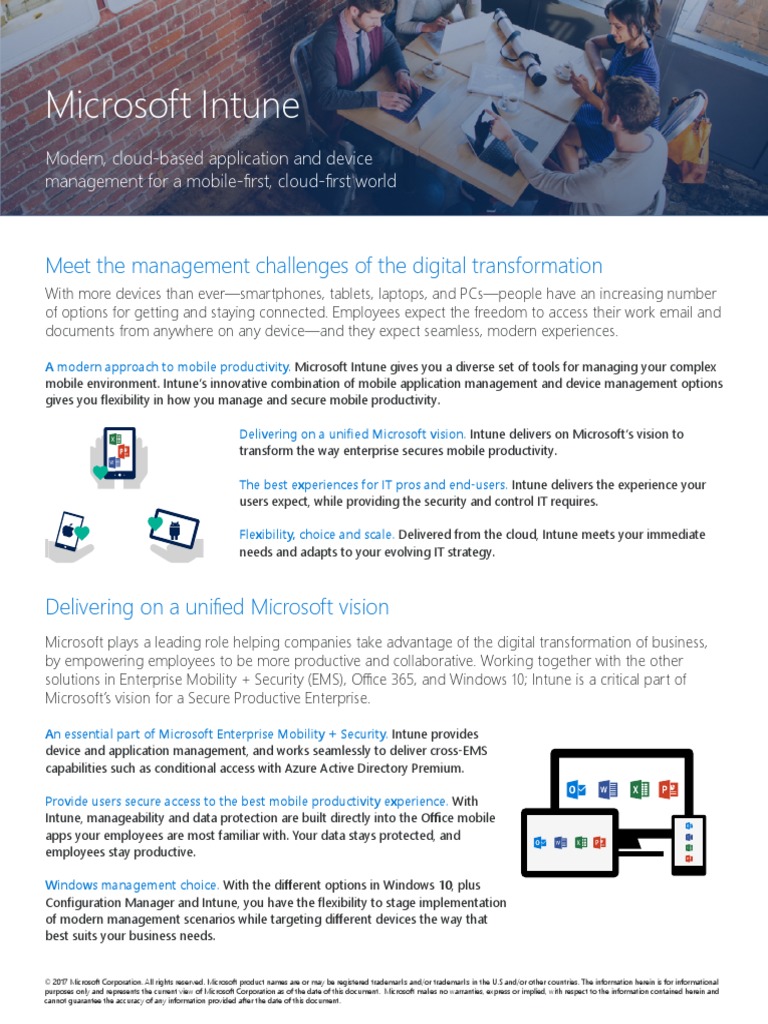 Microsoft Intune Datasheet PDF | PDF | Mobile App | Cloud Computing