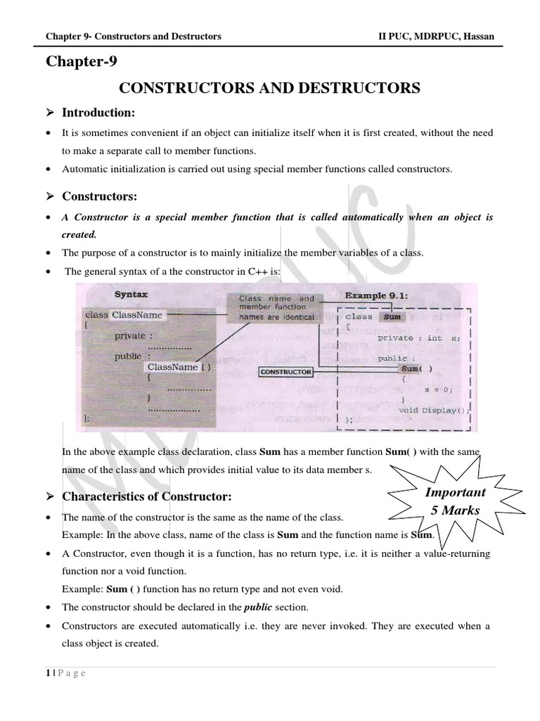 Chapter 9 Constructors Pdf Constructor Object Oriented Programming Programming