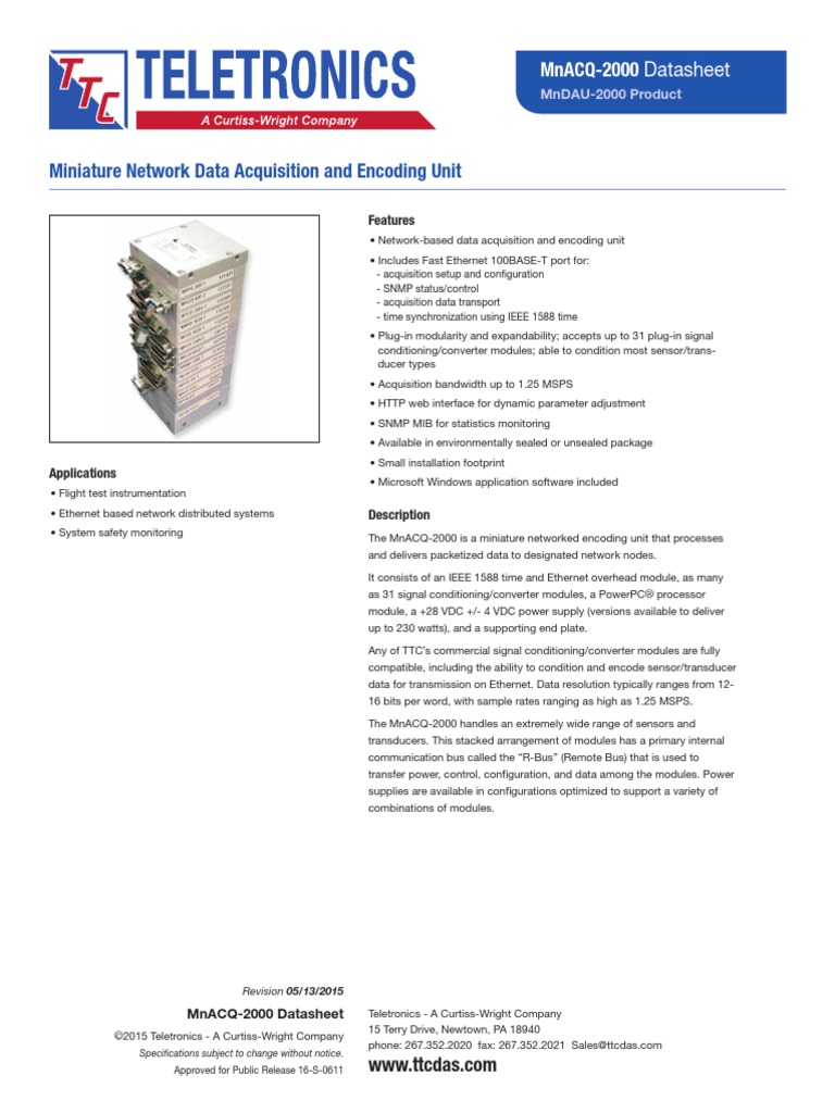 TTC MnACQ 2000 Miniature Network Data Acquisition and Encoding Unit ...
