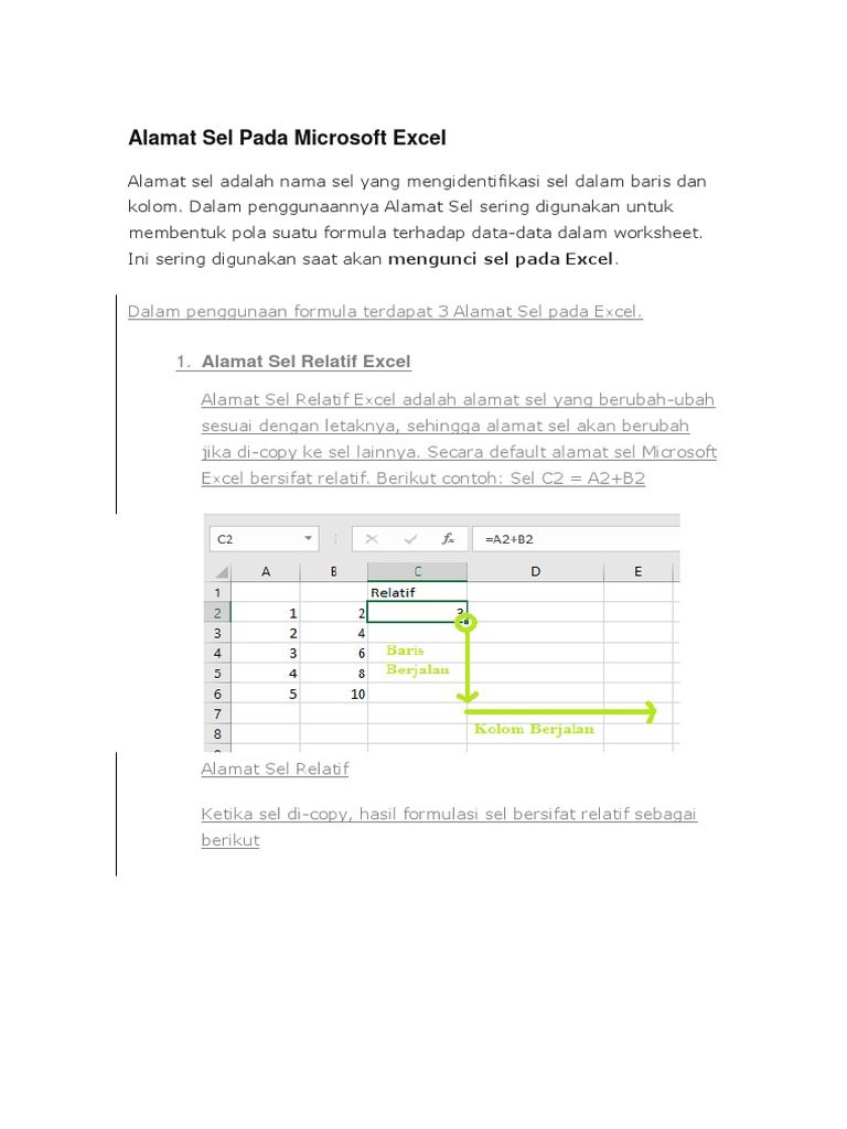 Alamat Sel Pada Microsoft Excel | PDF