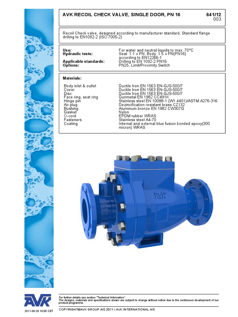 Recoil Check Valve Data Sheet | PDF | Valve | Metals