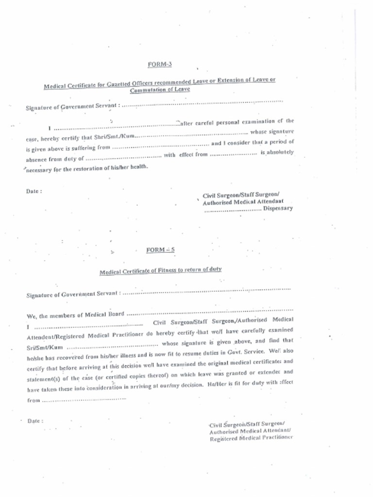 Medical Form No.3 & Form 5 PDF | PDF