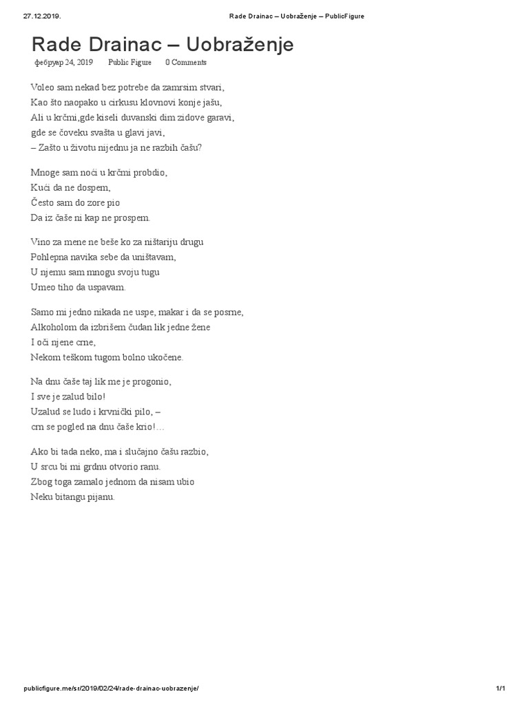 Rade Drainac - Uobraženje - PublicFigure | PDF