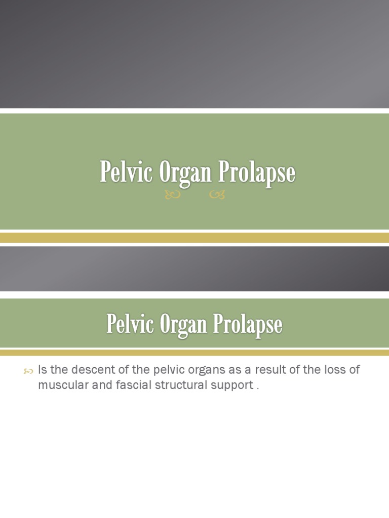Diagnosis and Management of Pelvic Organ Prolapse | PDF | Urinary ...