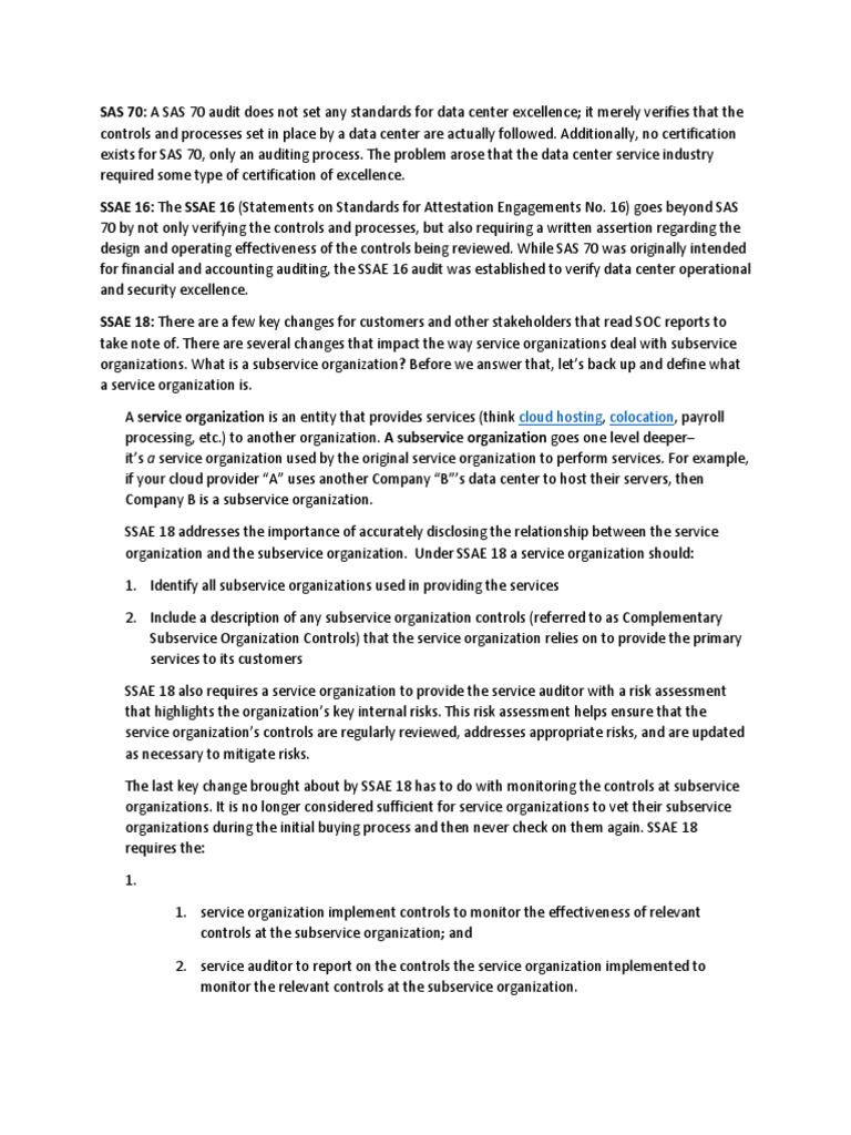 SSAE 16 vs SSAE 18: Key Differences | PDF | Internal Control | Risk