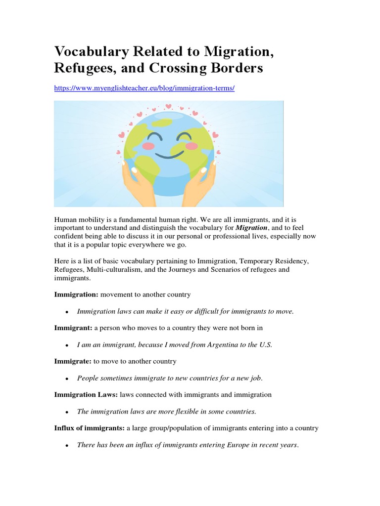 Essential Vocabulary for Immigration | PDF | Refugee | Immigration