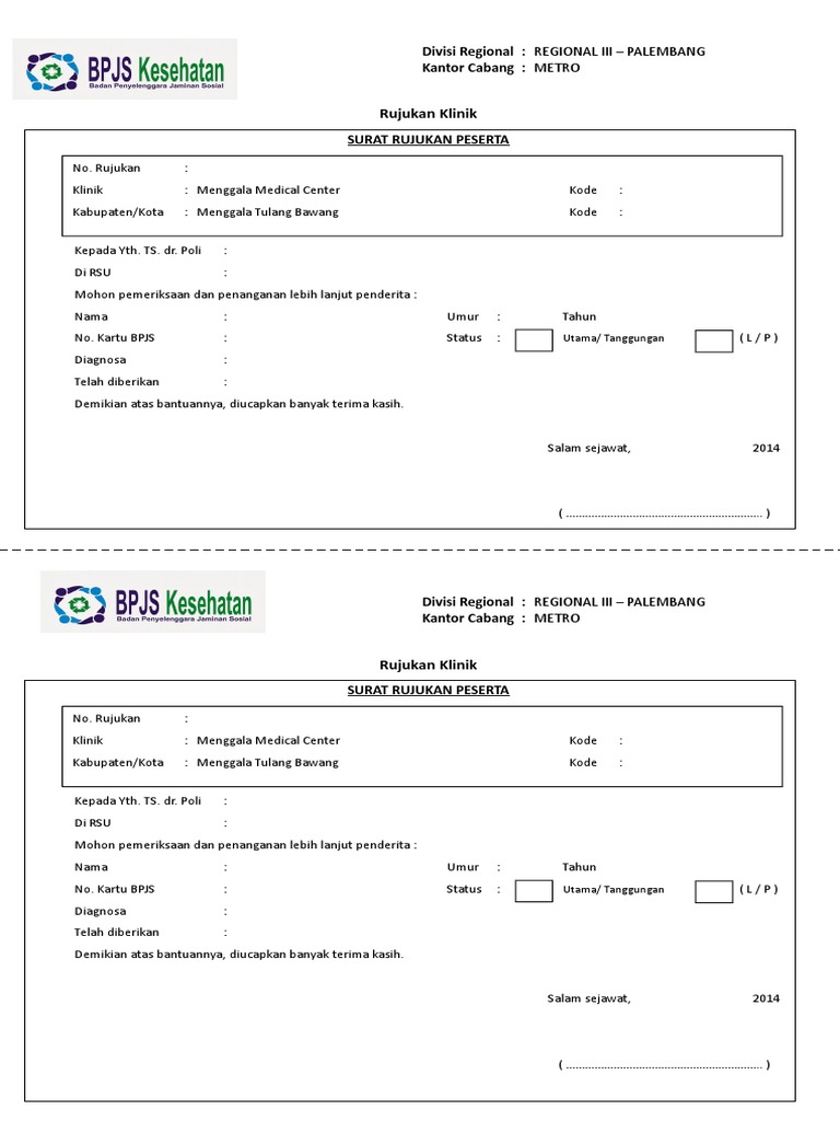 Form Rujukan BPJS - Klinik | PDF