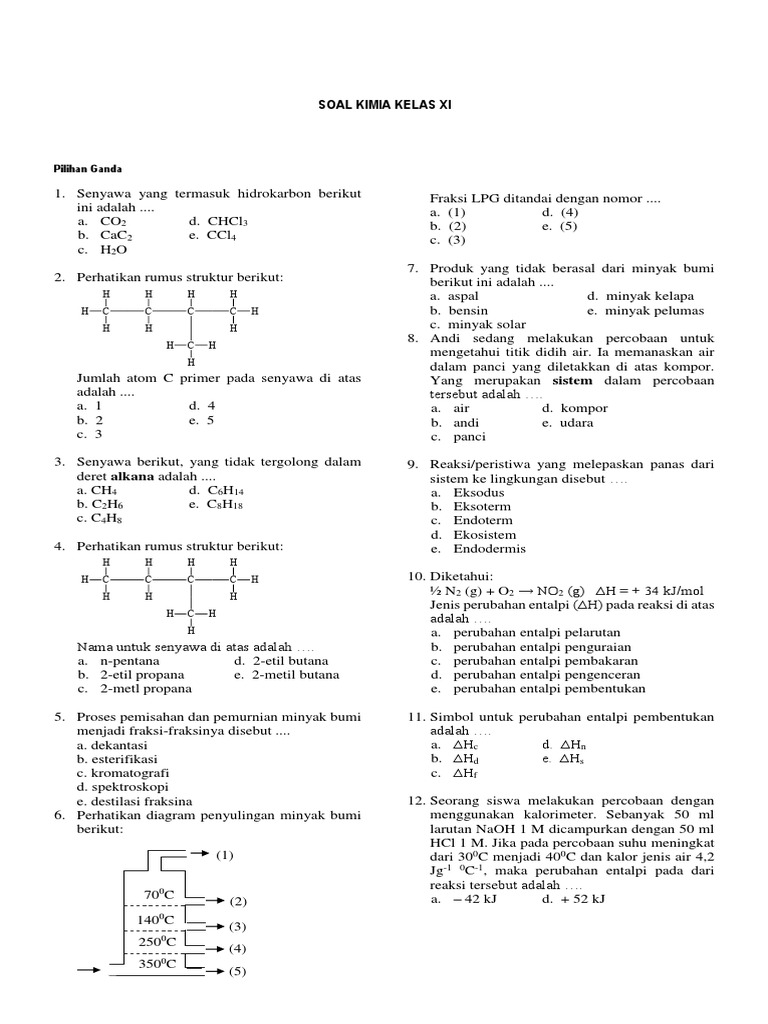 Soal Kimia Kelas XI Pak Anas | PDF
