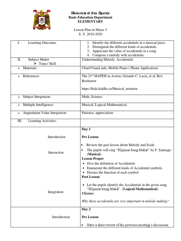 Understanding Melody: A Lesson on Accidentals in Music | PDF | Lesson ...