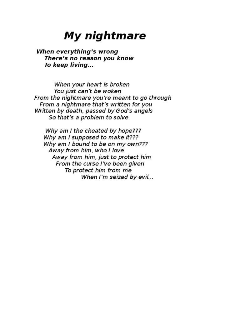My Nightmare | PDF | Self-Improvement | Poetry