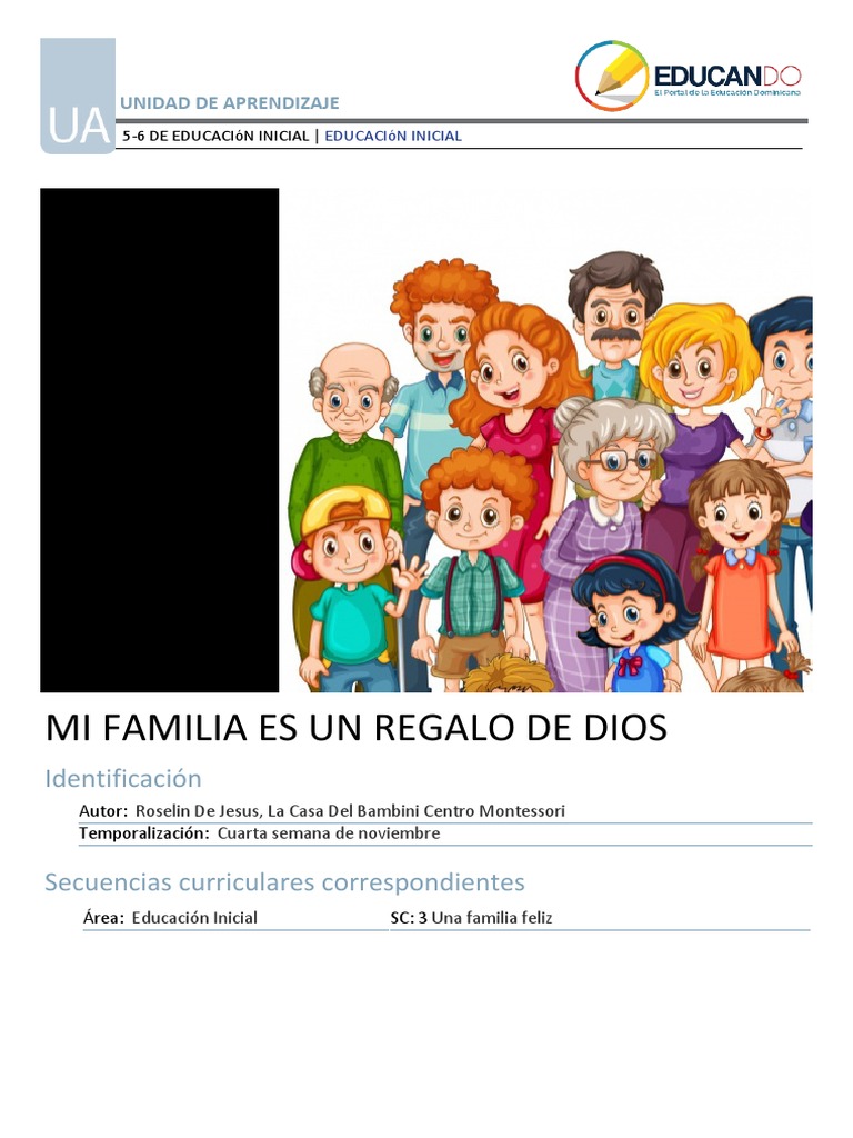 Mi Familia Es Un Regalo De Dios Pdf Pdf Educación De La Primera