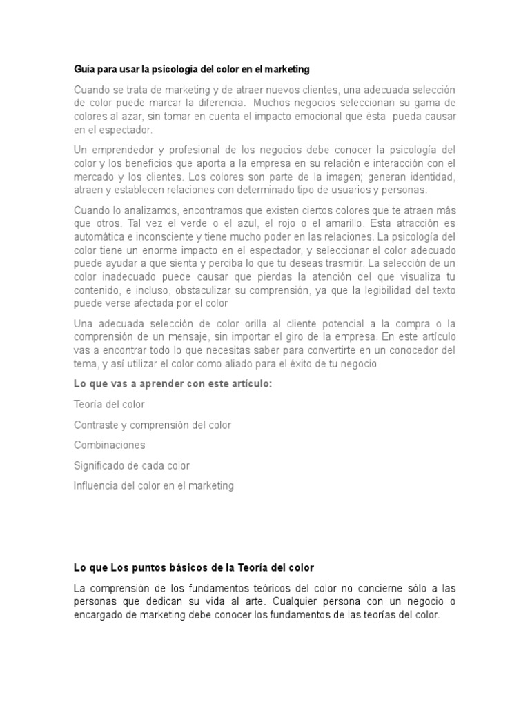 Guía para Usar La Psicología Del Color en El Marketing | PDF | Color | Azul