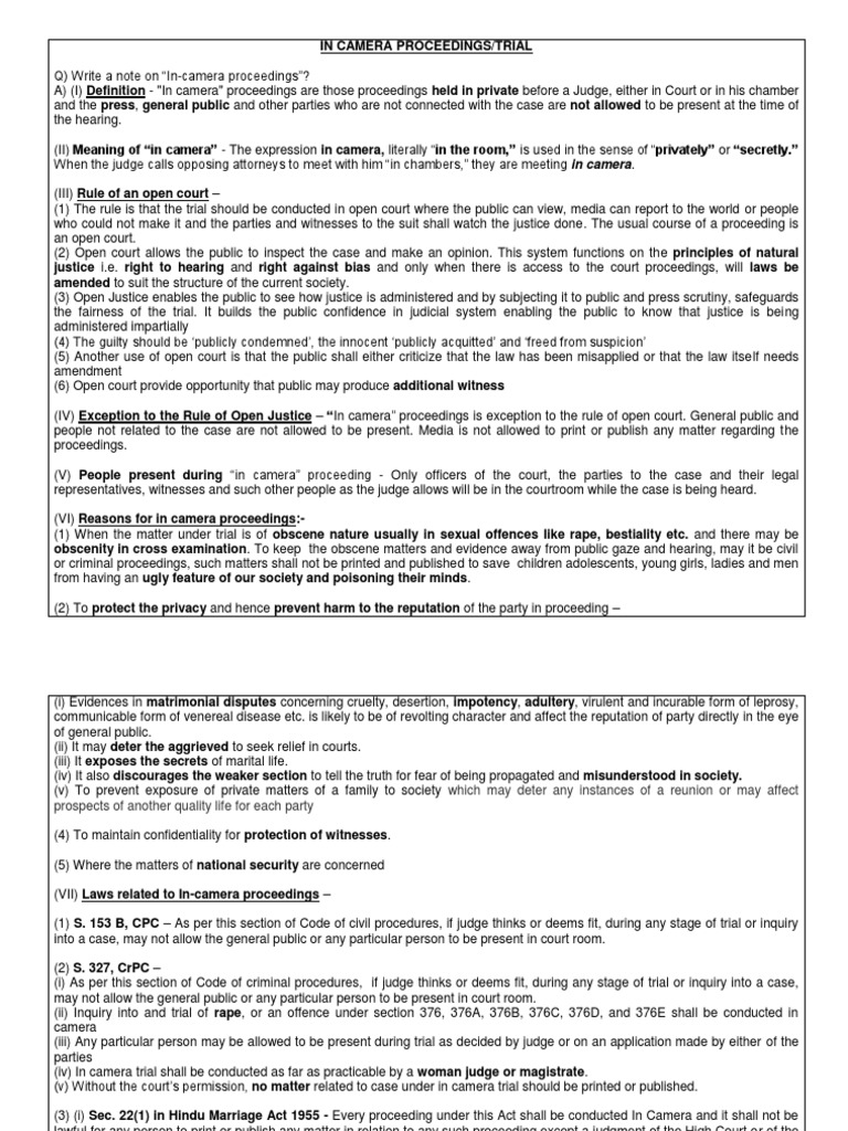 In Camera Trial or Proceedings | PDF | In Camera | Judge