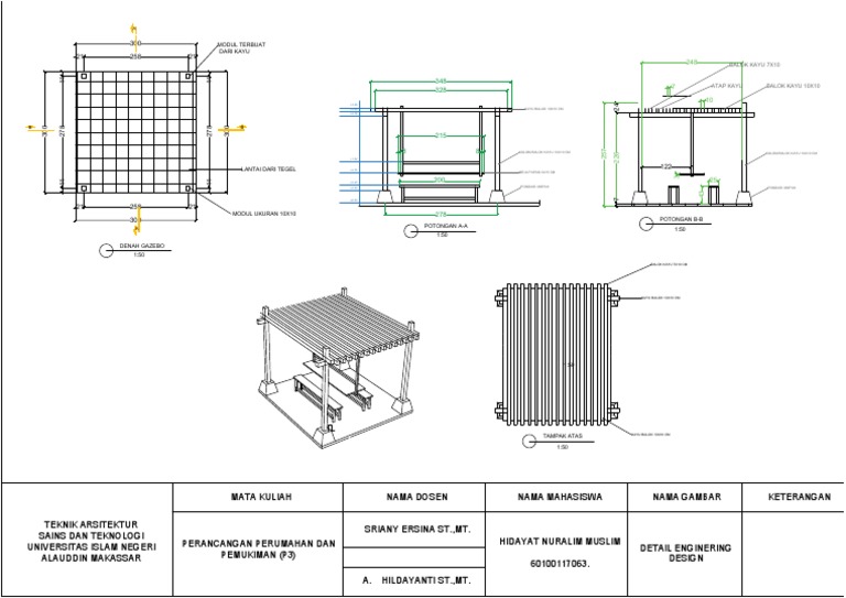 Denah, Potongann, DLL Gazebo | PDF