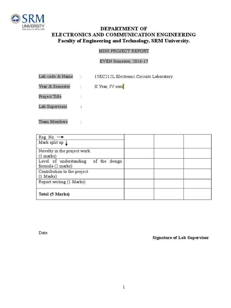 Mini Project Report Sample | PDF | Capacitor | Diode