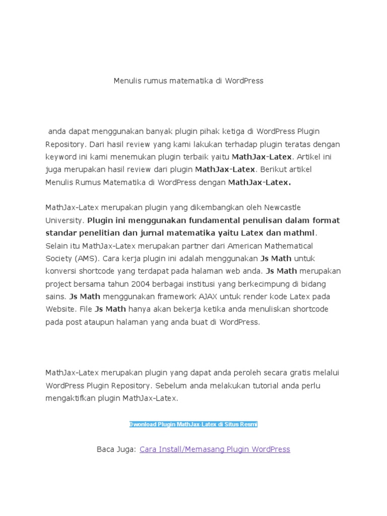 Menulis Rumus Matematika Di WordPress | PDF | Bisnis | Teknologi & Rekayasa